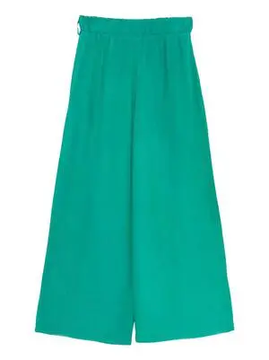 MOUTAKI Wide Leg Trousers With Elasticated Waistband - Green