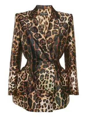 Dolce & Gabbana Leopard-print Structured Blazer - Black