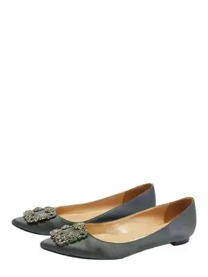 Manolo Blahnik Hangisi Buckle Ballet Flats - Grey
