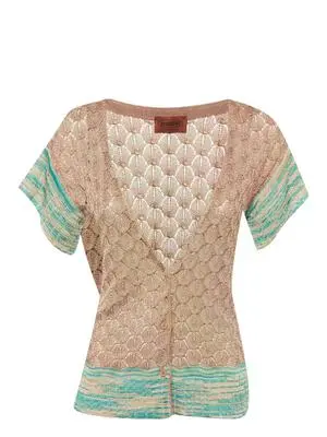 Missoni Crochet Knit Short Sleeve Cardigan - Neutrals