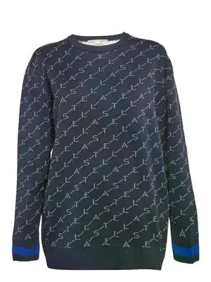 Stella McCartney All-over Logo Print Long Sleeve Sweater - Blue