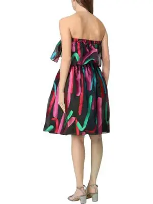 Emporio Armani Abstract Pattern Bustier Mini Dress - Black