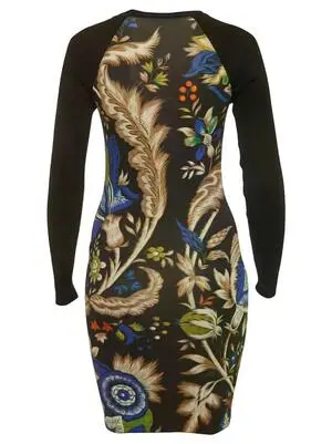 Roberto Cavalli Floral-print Rib-knit Dress - Black