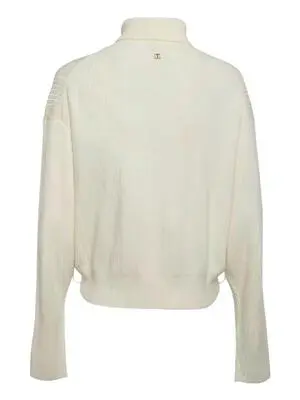 Chloé Ribbed Knit Roll Neck Long Sleeve Sweater - Neutrals