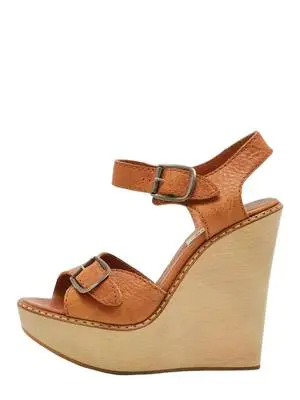 Chloé Leather Wedge Sandals - Brown