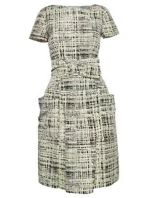 PRADA Prada Belted Monochrome Print Dress
