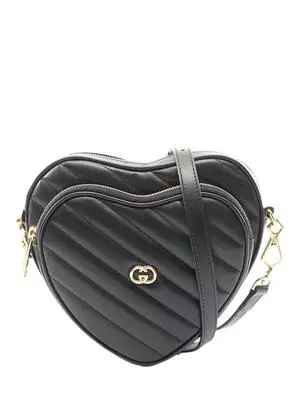 Gucci Mini Matelassé Heart Crossbody Bag - Black