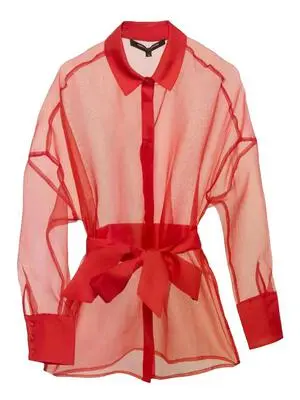 French Connection Organza Tie-waist Shirt - Red