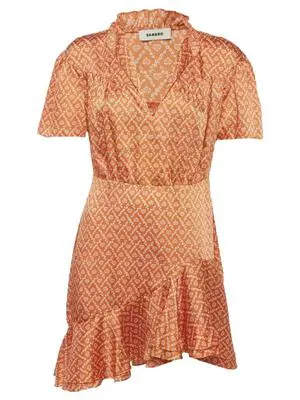 Sandro Suzen Ruffled Heart-print Dress - Orange