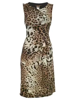 Roberto Cavalli Leopard-print Paneled Mini Dress - Neutrals