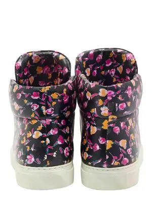 Versace Floral-print Leather Sneakers - Black