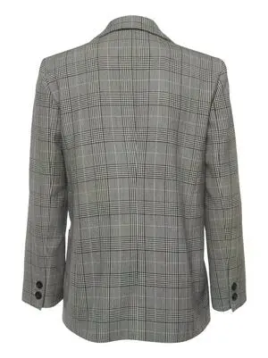 GANNI Plaid Print Blazer - Grey