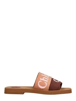 Chloé Canvas Jacquard Woody Flat Sandals - Pink