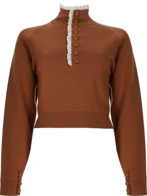 CHLOÉ Chloé High Neck Wool And Lace Pullover