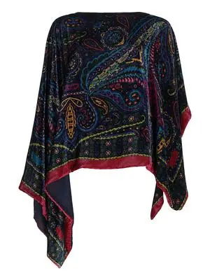 Etro Asymmetrical Paisley Print Poncho - Multicolour
