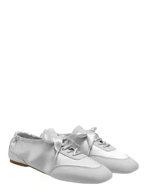 Vivaia Cristina Square-toe Satin Ballet Sneakers With Ribbon Fastening - Grey Silver
