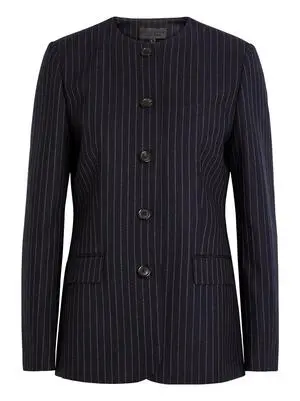 NILI LOTAN Gertrude Pinstriped Wool Jacket - Navy
