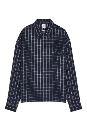 WON HUNDRED Maza Checked Cotton-blend Shirt - Navy