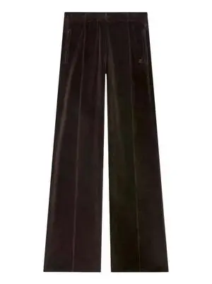 COURREGES Pintucked Velvet Track Pants - Red