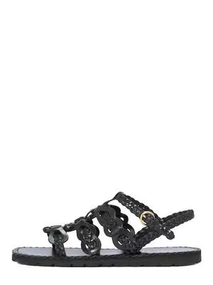 Prada Braided Leather Sandals - Black