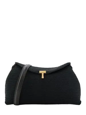 TOTEME T-lock Woven Clutch - Black