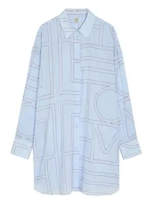 TOTEME Toteme Logo Monogrammed Cotton-Blend Shirt Light Blue