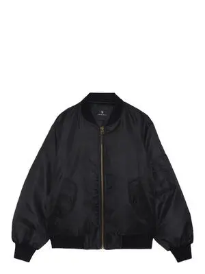 ANINE BING Anine Bing Leon Satin Zipped Bomber Jacket Black