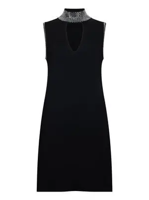 Liu Jo Sleeveless High-neck Dress With Rhinestone Appliqué And Cut-out Detail - Black