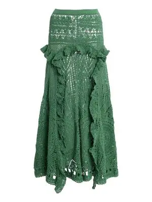 Ulla Johnson Floretta Crochet Maxi Skirt - Green