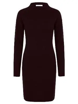 Helmut Lang Merino Wool Blend Turtleneck Mini Dress - Red