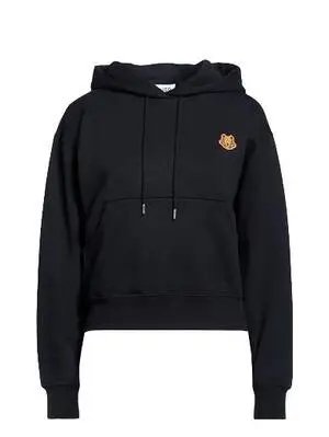 Kenzo Cotton French Terry Hoodie With Logo Patch - Black