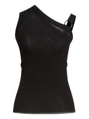 Moschino Ribbed Knit One Shoulder Top - Black