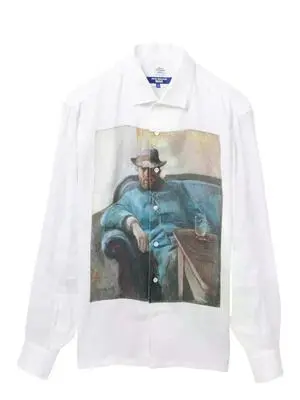Junya Watanabe Graphic-print Linen Shirt - White