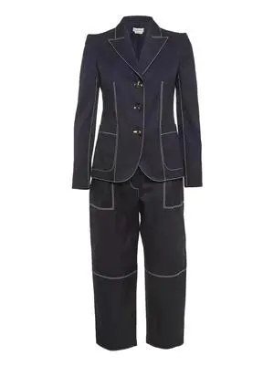 Alexander McQueen Contrast-stitch Suit - Blue