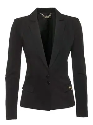 Elisabetta Franchi Gabardine Slim Fit Blazer - Black