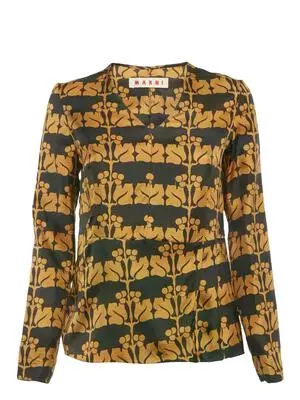 Marni Printed Silk Blouse - Black