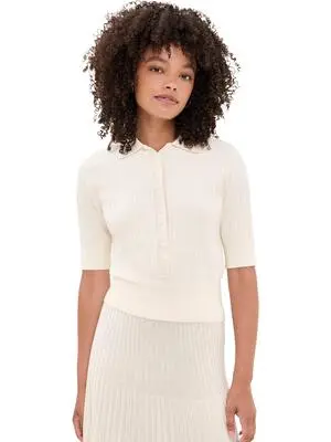TWP Ribbed Knit Polo Sweater - Ivory