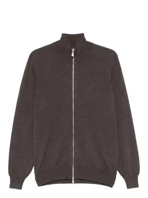 Brunello Cucinelli High Neck Zip-up Cardigan - Black