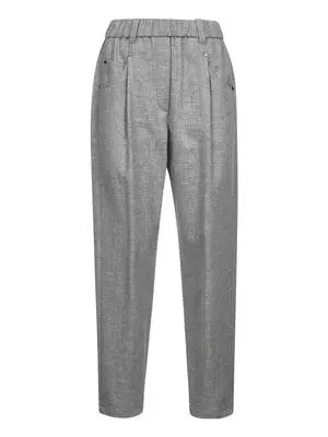 Brunello Cucinelli Monili Detailed Straight Leg Trousers - Gray