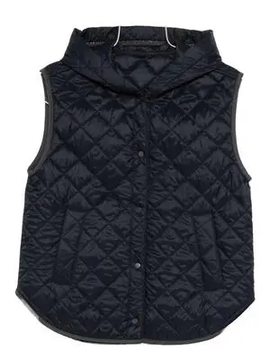 Brunello Cucinelli Quilted Hooded Gilet - Blue