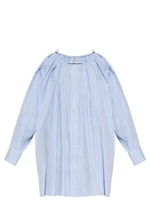 Alexander Wang Striped Cotton Shirt Dress - Blue