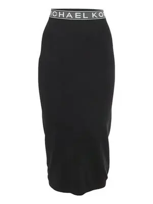 Michael Kors Stretch Knit Logo Tape Skirt - Black