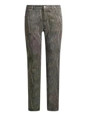 Etro Regular-fit Cotton Denim Jeans With Arnica Motif - Grey
