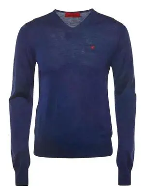 Carolina Herrera Logo Embroidered Wool Sweater - Blue