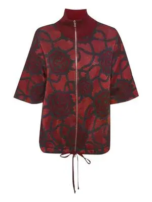 Diane Von Furstenberg Rose Pattern Zip-up Sweater - Red