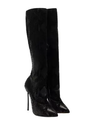 Casadei Blade Kitana Python-effect Knee-high Boots - Black