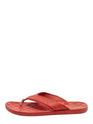 LOUIS VUITTON Check-textured Thong Flip Flops - Red