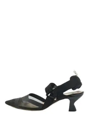 Fendi Colibri Mesh Slingback Pumps - Black