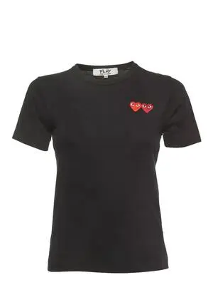 Play Comme Des Garcon Embroidered Heart T-shirt - Black