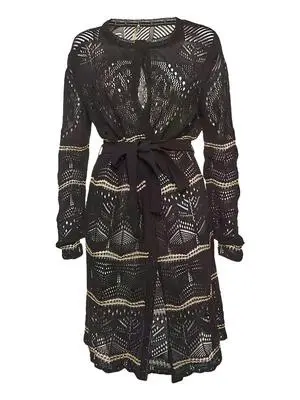 Roberto Cavalli Long-sleeve Belted Cardigan - Black